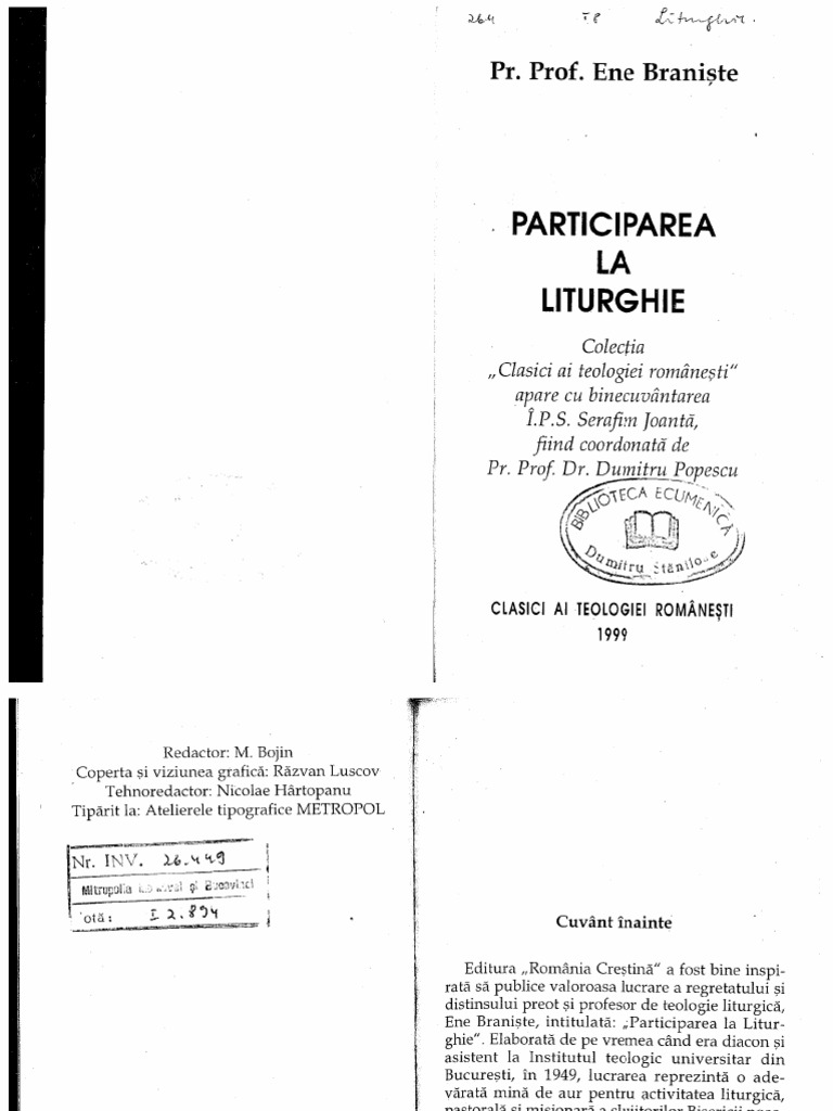 Braniste, Ene - Participarea La Liturghie | PDF