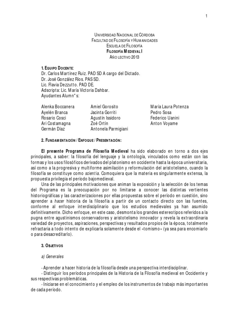 Unc 2013 Filo Medieval - Martínez | PDF | Tomás de Aquino | Metafísica