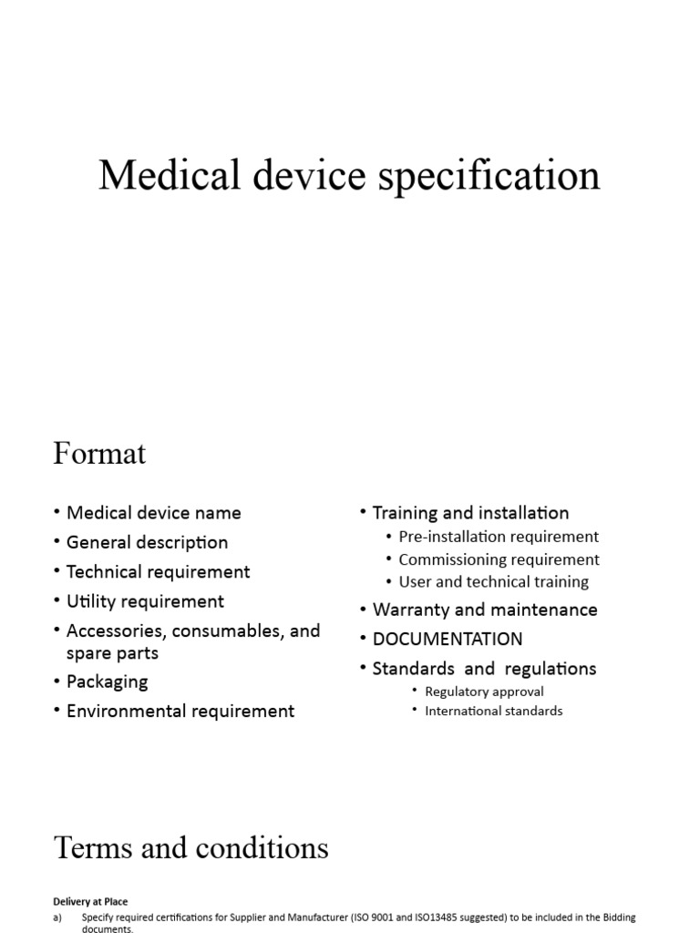 Medical Device Specification Guidelines | PDF | Medical Device ...