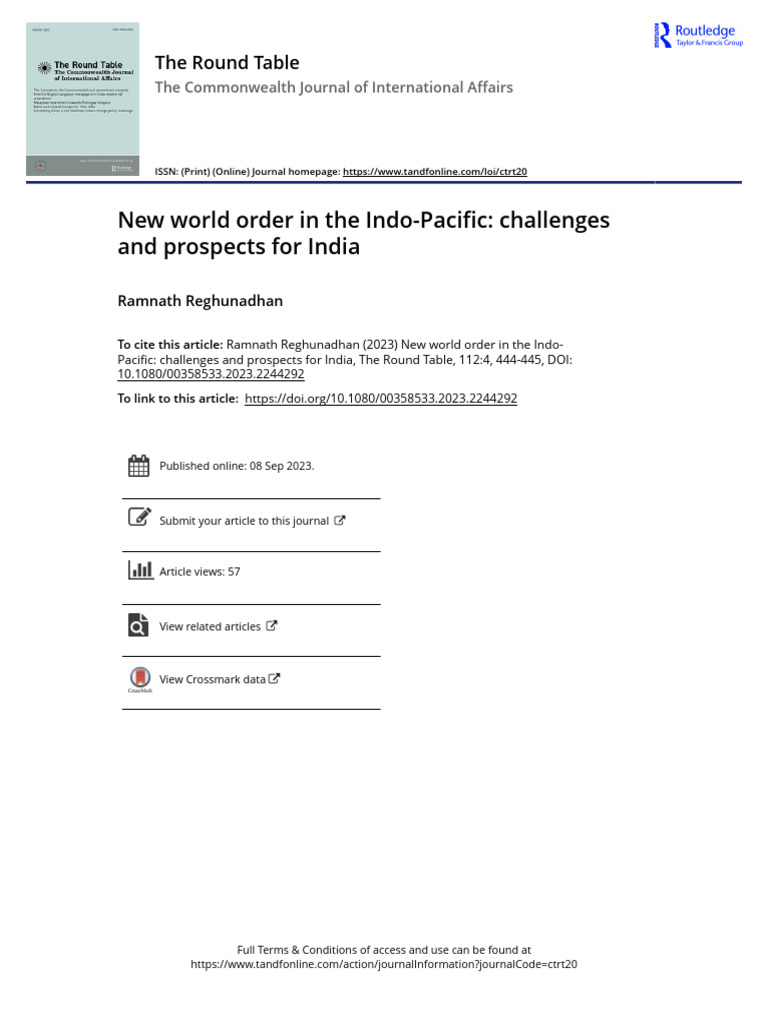New World Order in The Indo-Pacific Challenges and Prospects For India ...