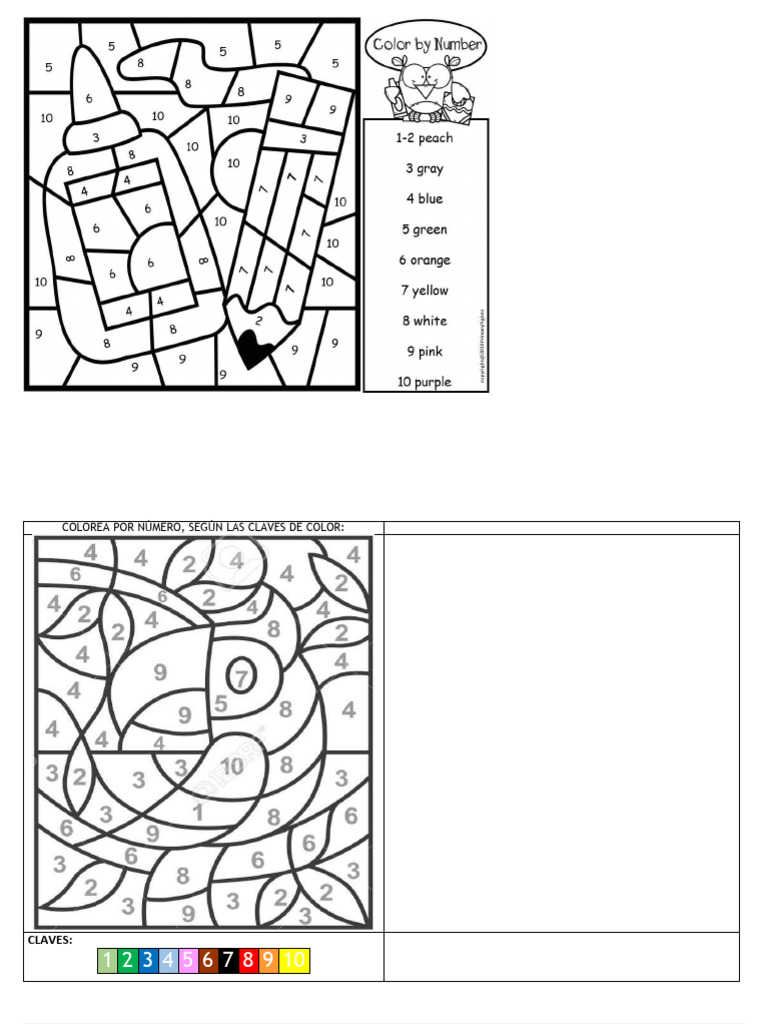Colorea Por Número | PDF | Métodos y materiales de enseñanza