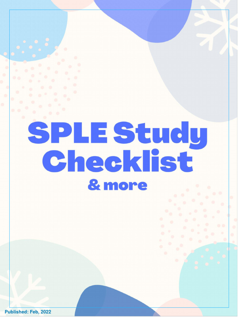 SPLE Study Checklist & More | PDF
