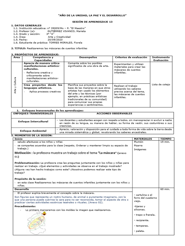 Sesión de Aprendizaje 13 | Descargar gratis PDF | Máscara | Evaluación
