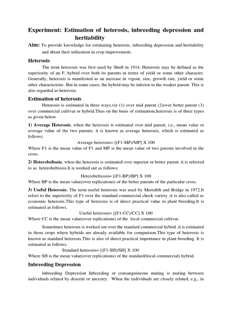 Estimating Heterosis and Inbreeding Effects | PDF | Heritability ...