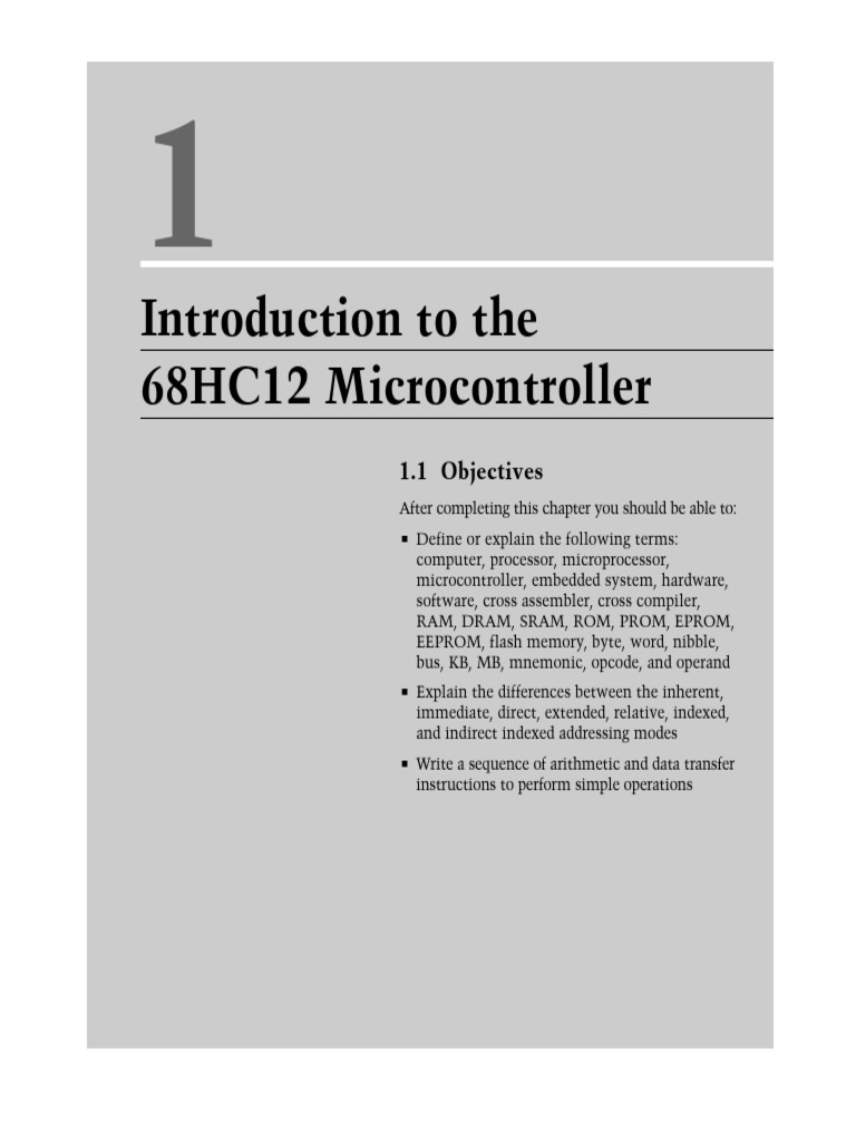 Introduction To The 68Hc12 Microcontroller | PDF | Random Access Memory | Read Only Memory
