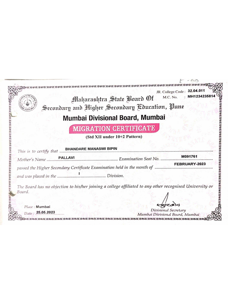 Migration Certificate | PDF