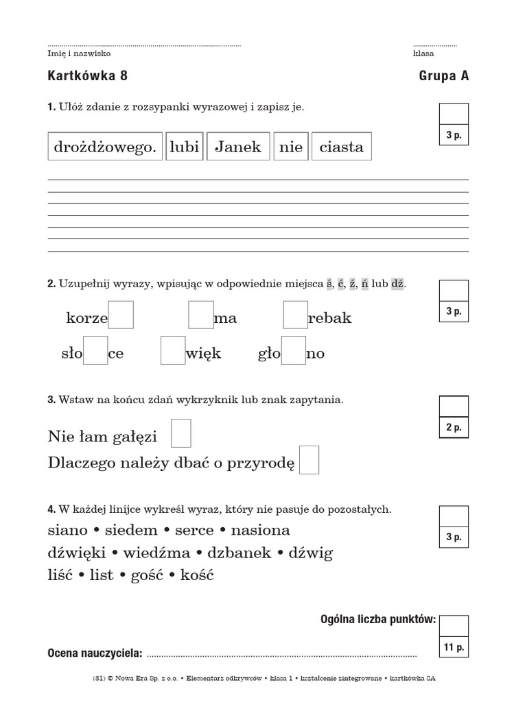 Kartkowka 8 Zintegrowane | PDF Kartkowka 8 Zintegrowane | PDF