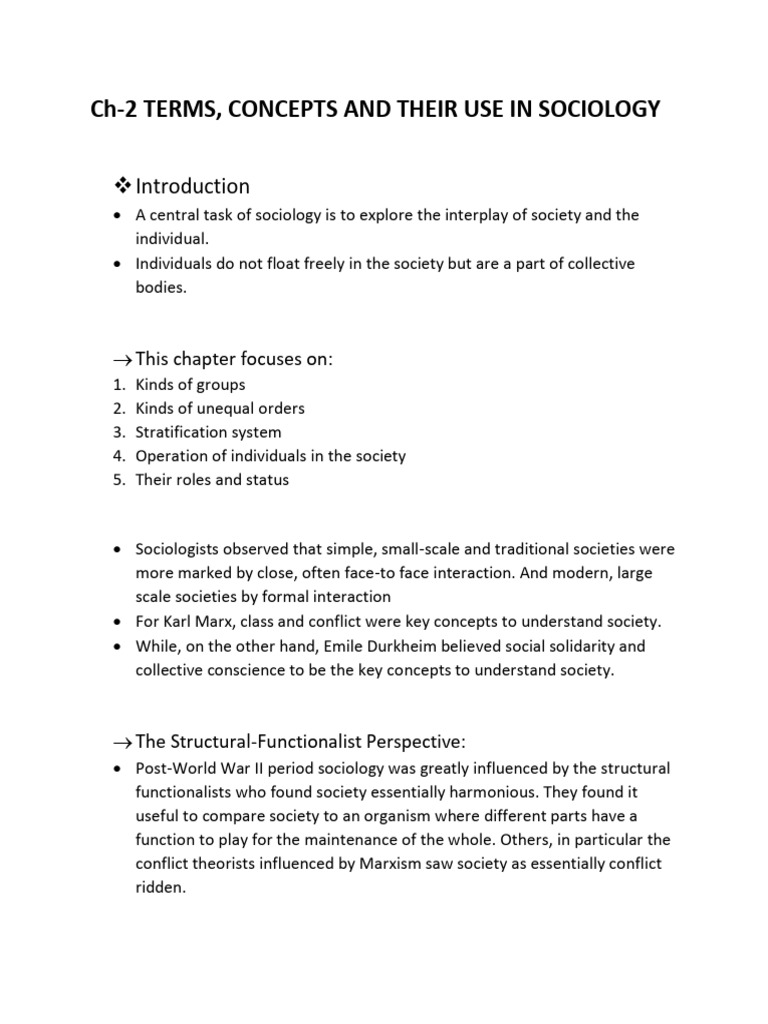 Sociology Terms and Concepts Explained | PDF | Social Status | Sociology