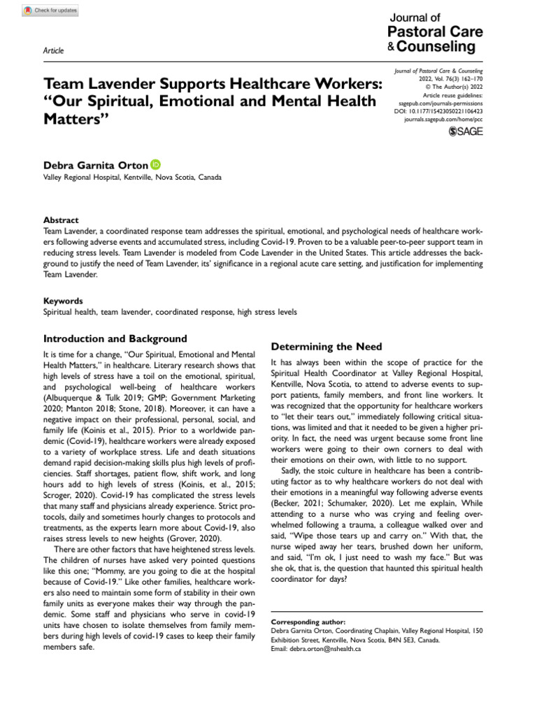 Team Lavender Supports Healthcare Workers: "Our Spiritual, Emotional ...