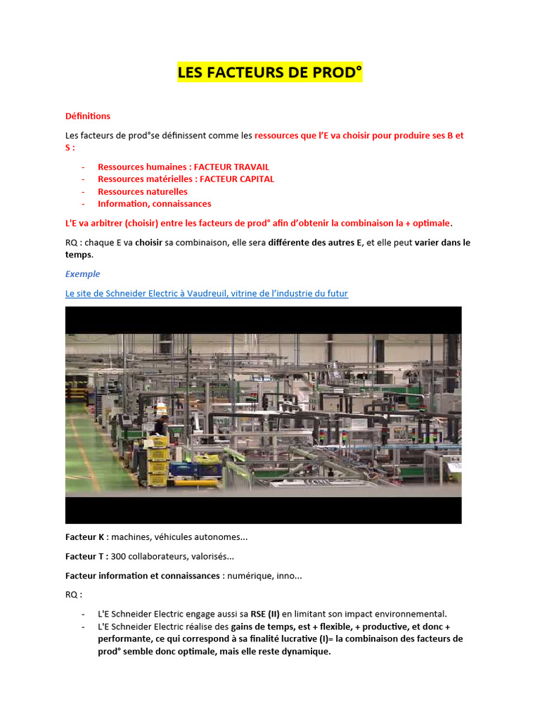 Combinaison optimale des facteurs de prod° | PDF | Sous-traitance ...