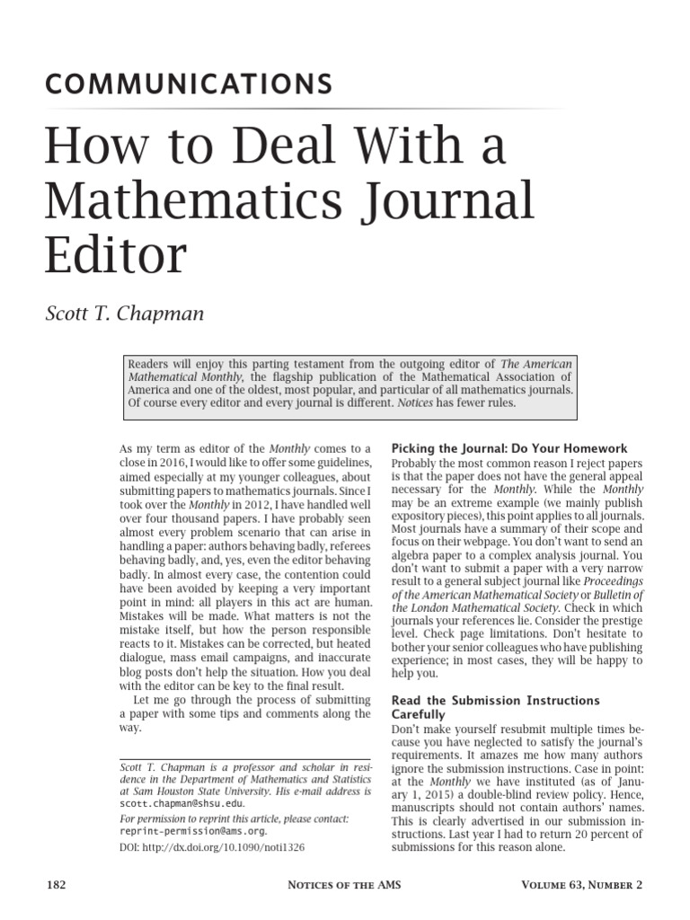 How To Deal With A Mathematical Journal Editor | PDF | Mathematics ...