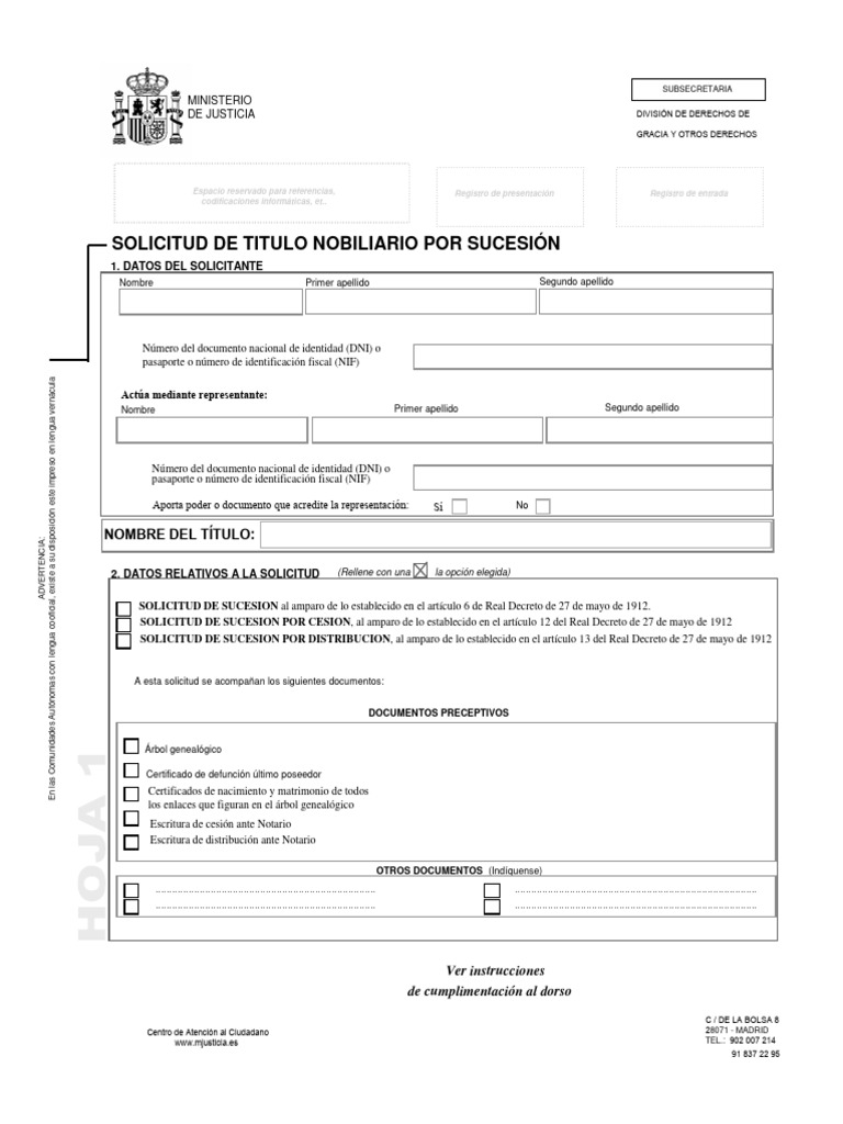 Solicitud Titulo Nobiliario Sucesion | PDF