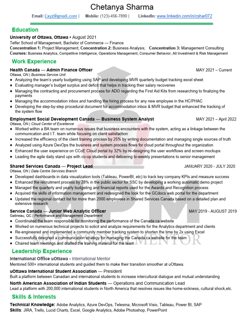 MPM Resume Format | PDF