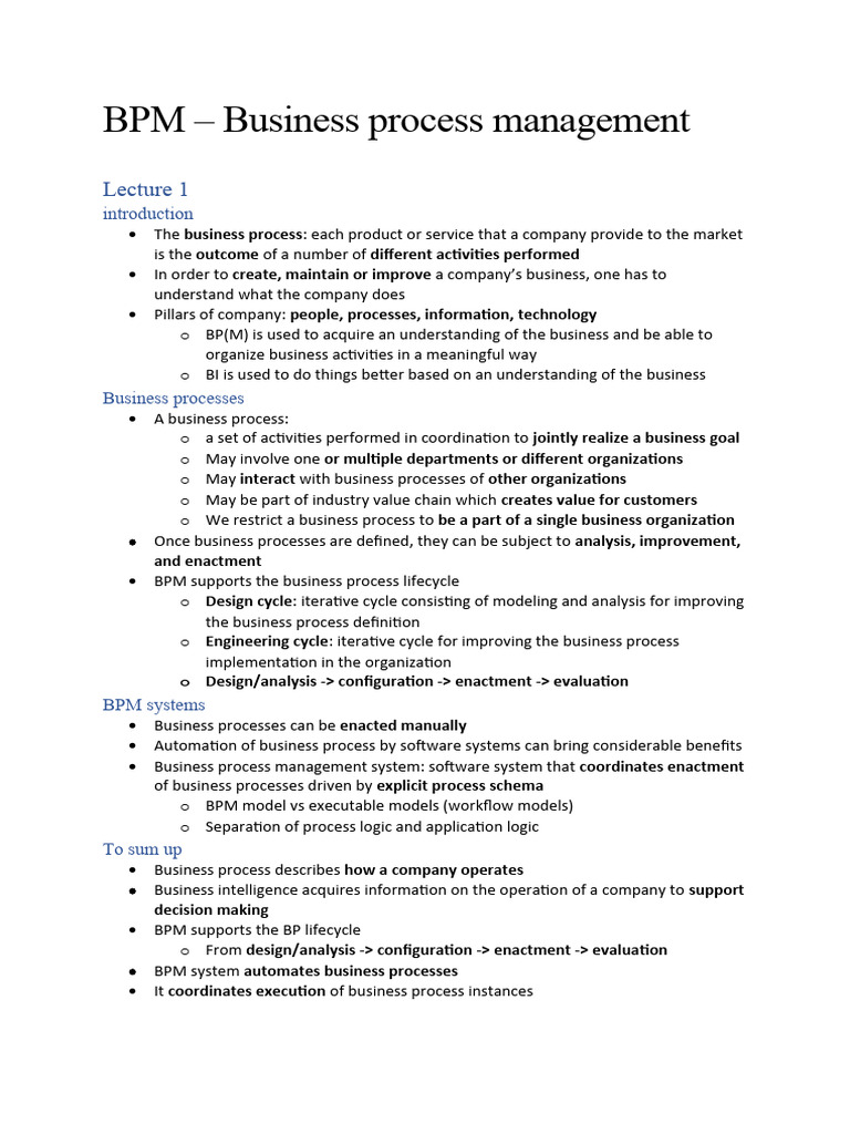 BPM - Business Process Management: and Enactment | PDF | Business Process Management | Business ...