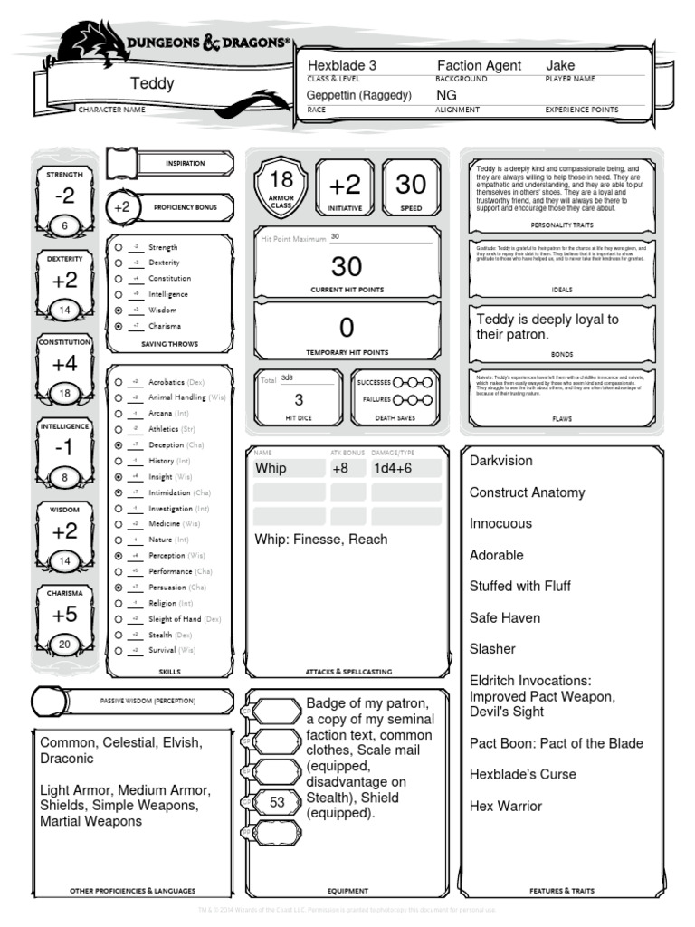 Character Sheet | PDF | Gary Gygax Games | Role Playing Games