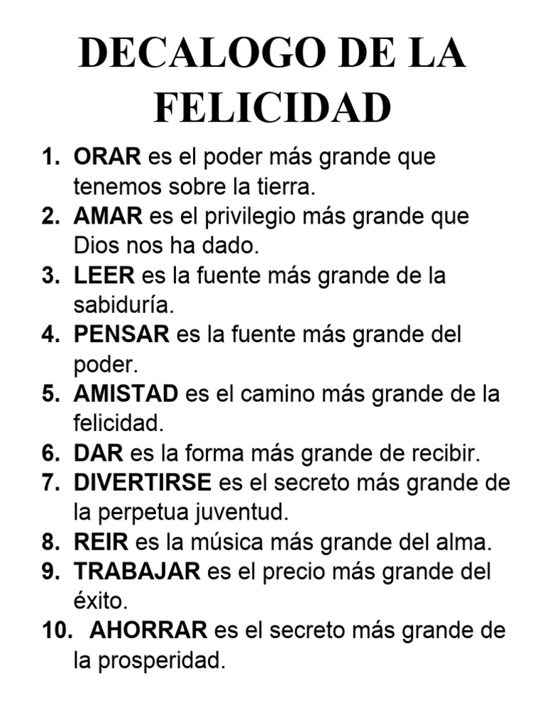 Decalogo de La Felicidad | PDF