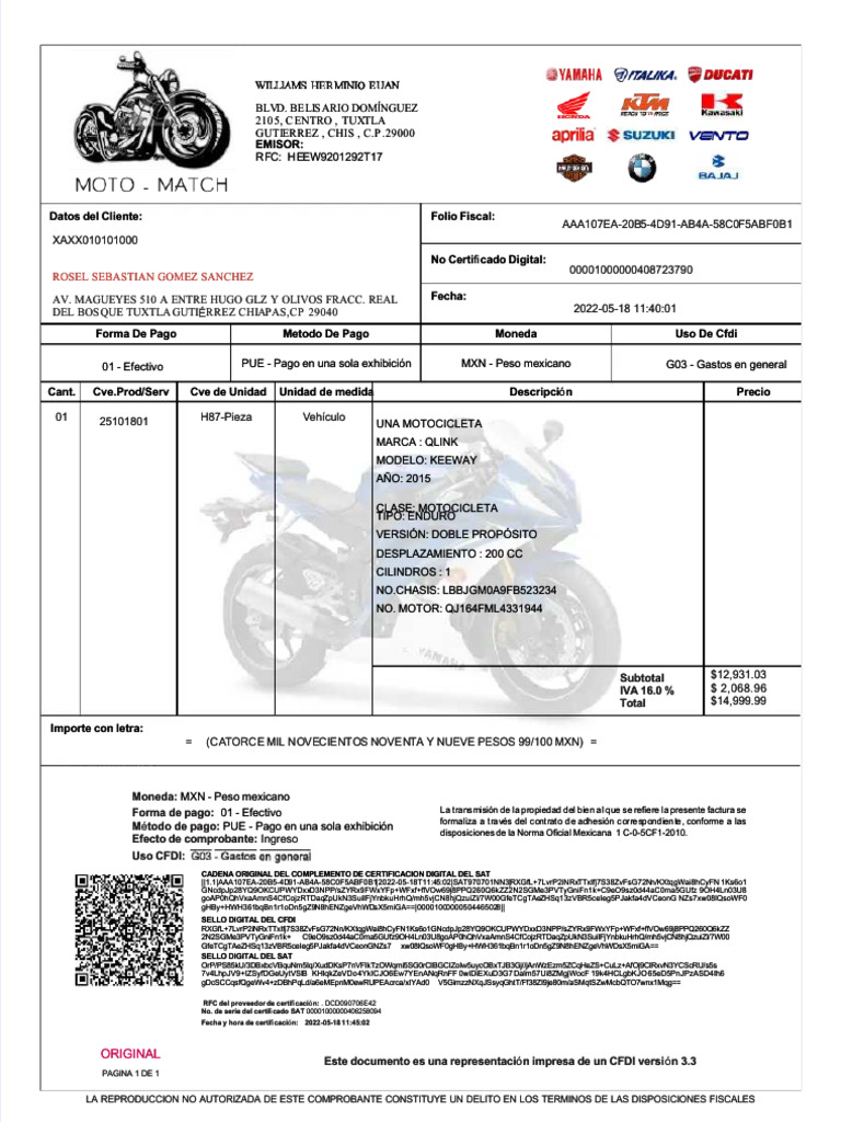 Refactura Moto | PDF
