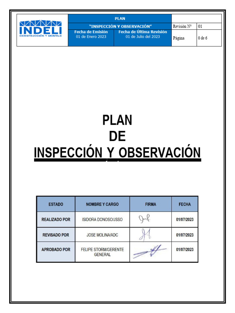 Plan de Inspección y Observación Laboral | PDF