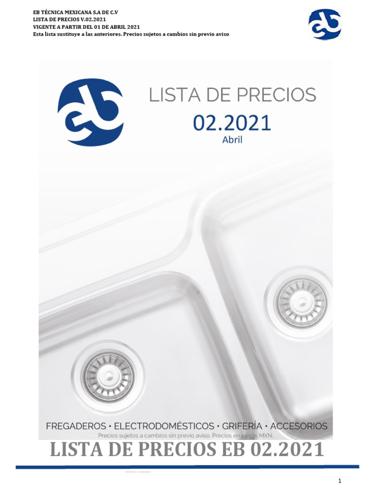 Lista Precios EB V.02.21 - Catálogo | PDF | Monedas de América del Norte | Mercado de divisas