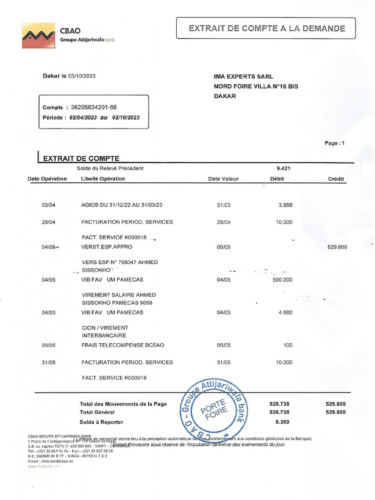 Releve Bancaire | PDF