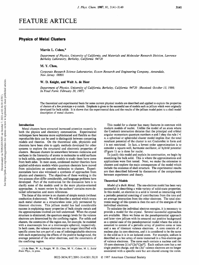 1987-Cohen-jellium model见解 | PDF | Condensed Matter Physics | Applied ...