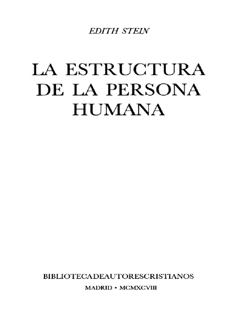 Stein, E. - La Estructura de La Persona Humana | PDF