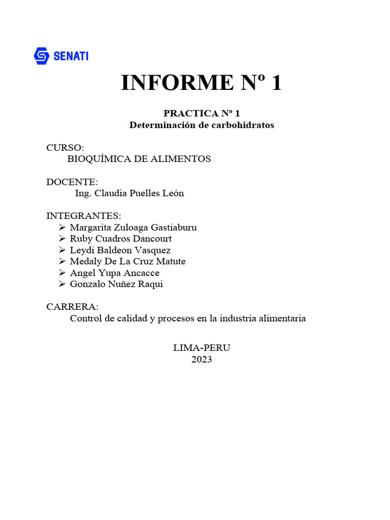 Informe1 Carbohidratos | PDF