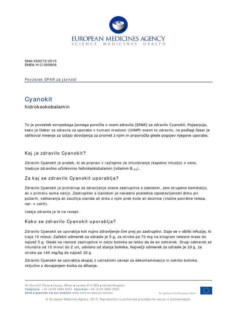 Cyanokit Epar Summary Public SL | PDF