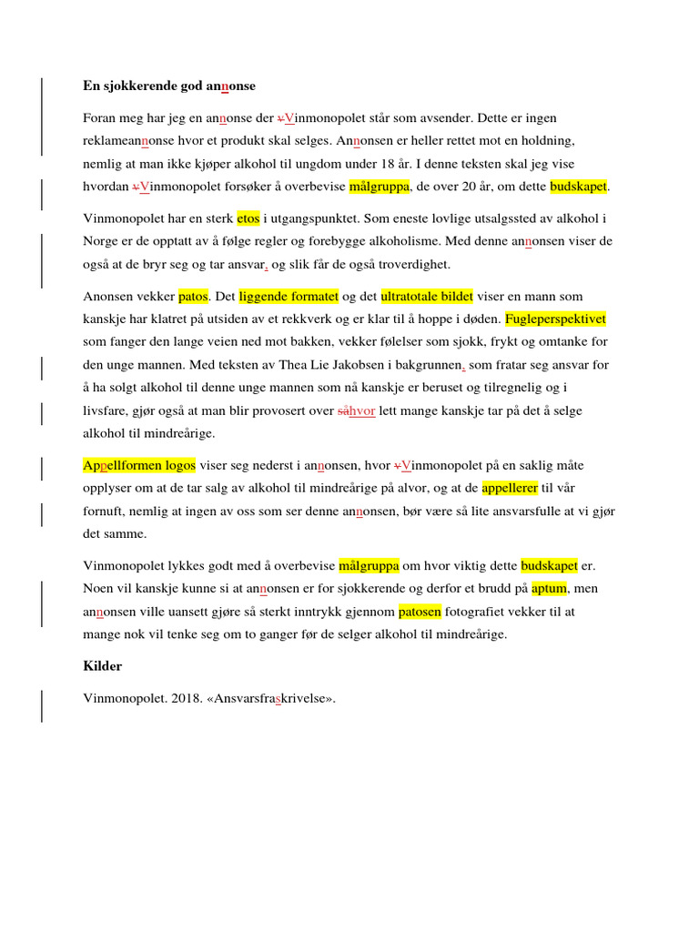 Modelltekst 1 Retorisk Analyse Bokmål | PDF