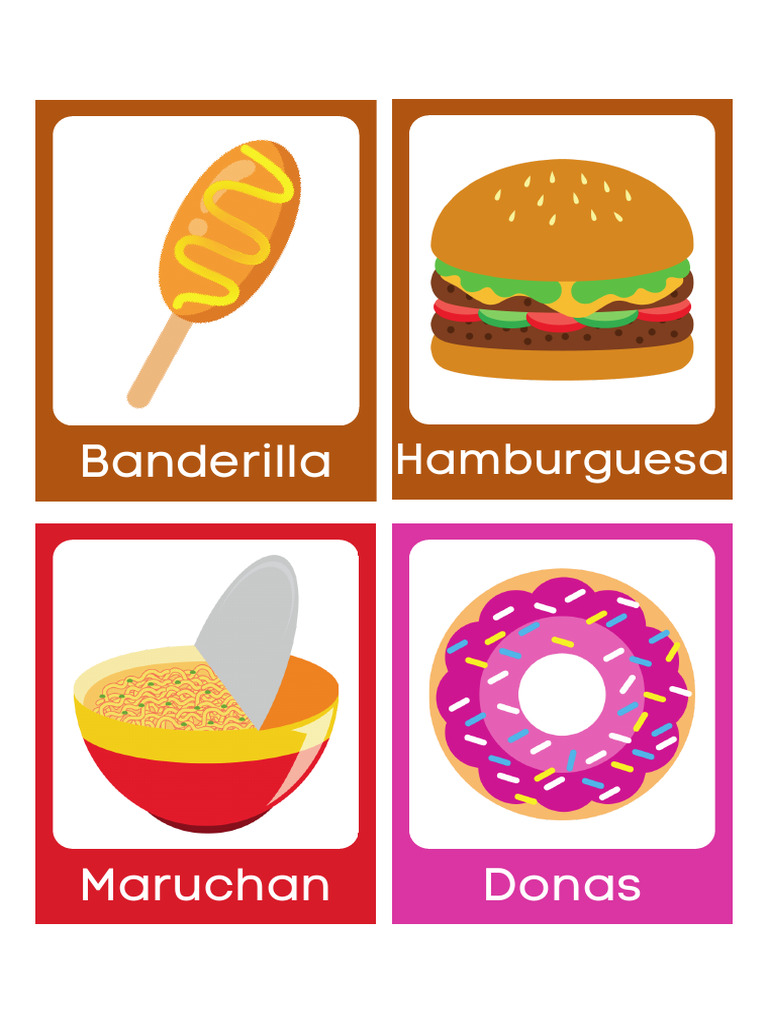Fun ESL Activity - Fast Food Flash Cards or Memory Cards | PDF