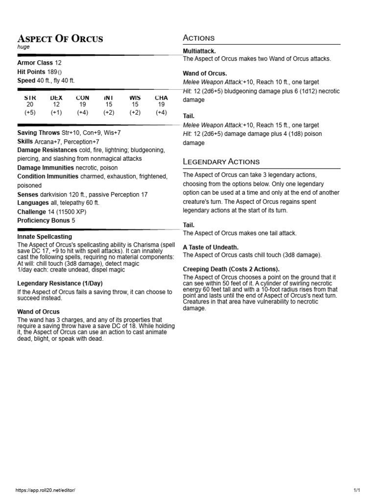 Aspect of Orcus | PDF