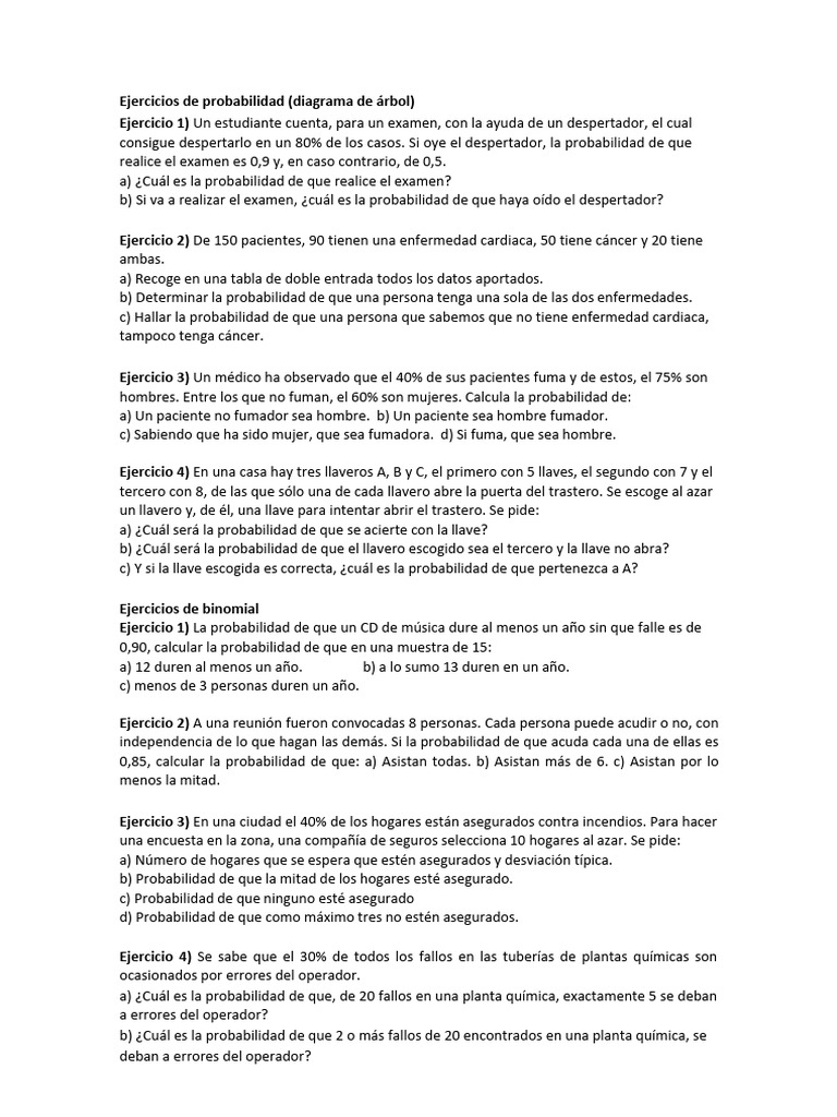 Ejercicios Probabilidad y Binomial | PDF | Probabilidad