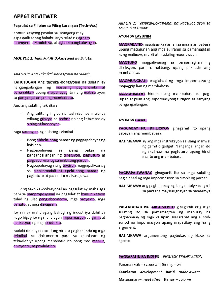 Filipino Review | PDF