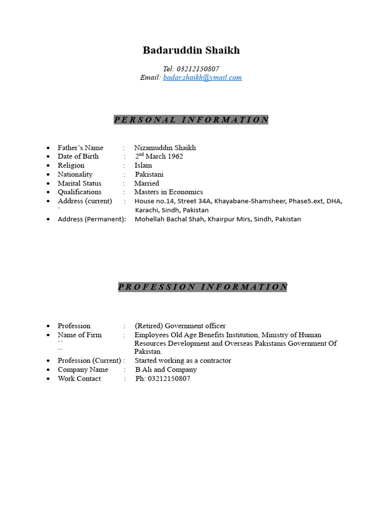 Badaruddin Shaikh-CV | PDF