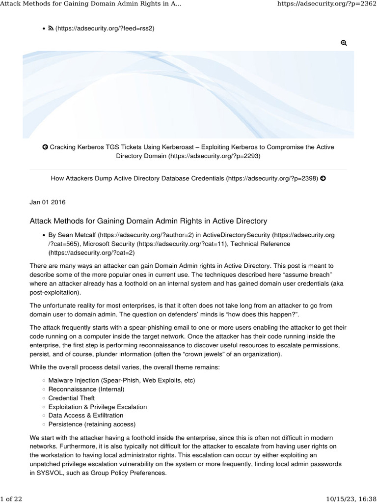 Attack Methods For Gaining Domain Admin Rights in Active Directory ...