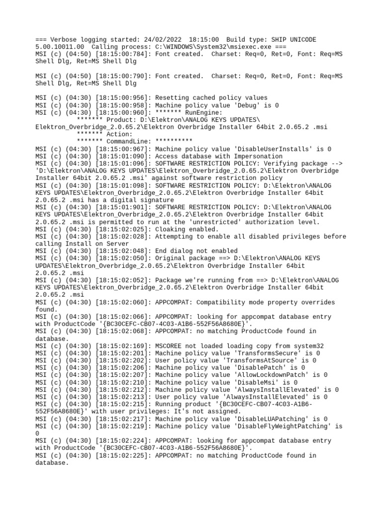 Overbridge Install Log | PDF | Windows Registry | System Software