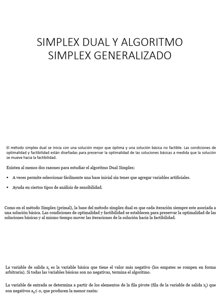 Simplex Dual | PDF | Matemáticas Aplicadas | Ciencias de la Computación