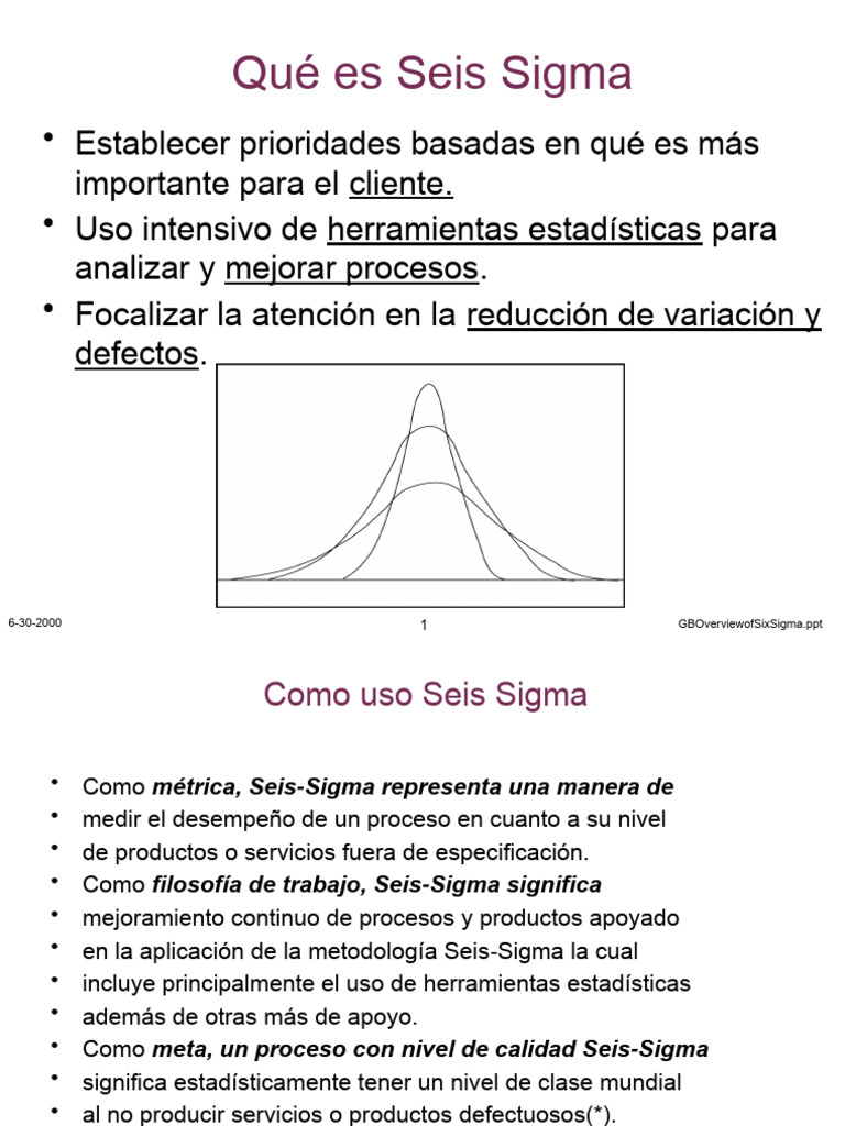 1-Visión Gral 6 Sigma 1 | PDF | Six Sigma | Métodos de evaluación