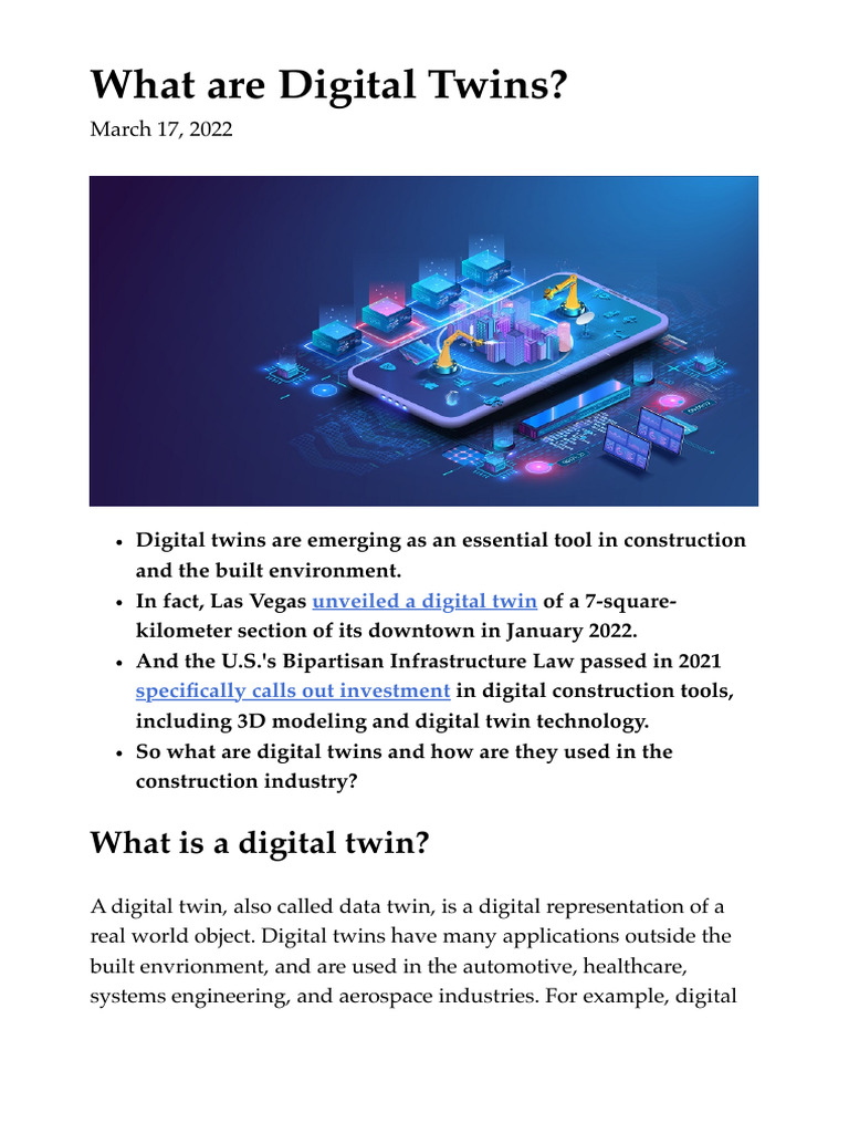 What Are Digital Twins? - Digital Twins in Construction - Constructible | PDF | Building ...