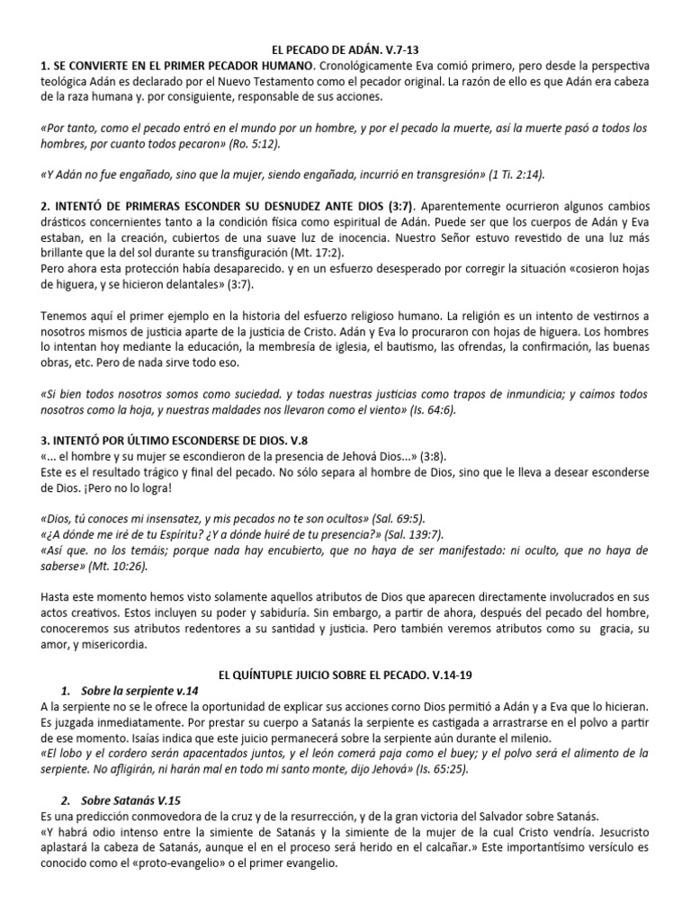 El Pecado De Adán Pdf Adán Y Eva Pecado