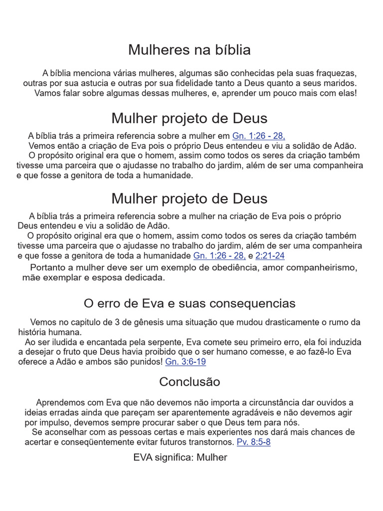 Mulheres Na Biblia | PDF