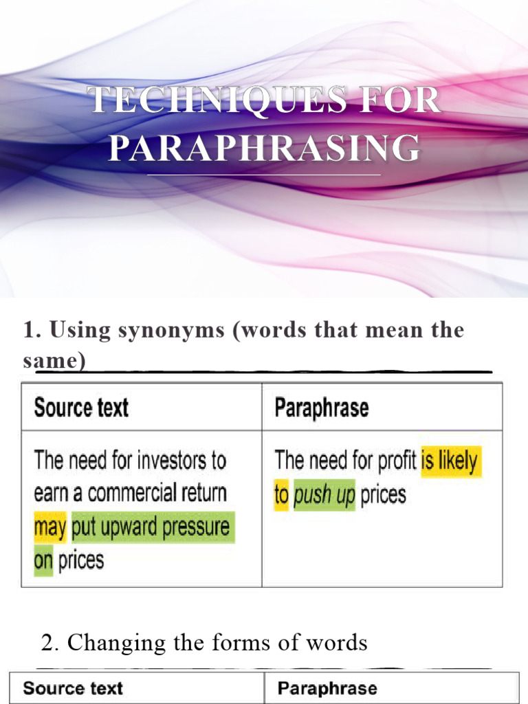 Techniques For Paraphrasing | PDF