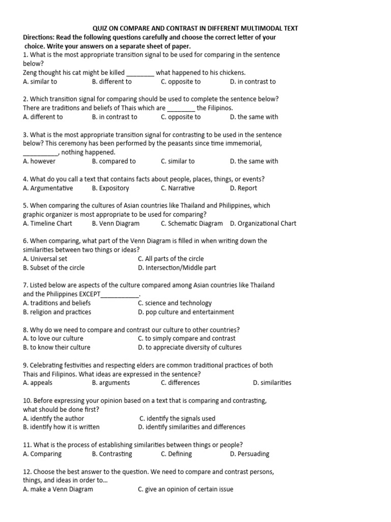 Quiz On Multimodal Text | PDF