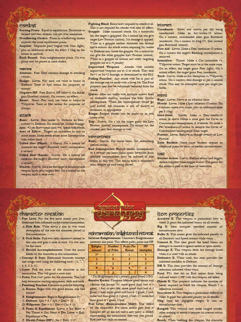 Against The Dark Yogi GM Screen | PDF | Reincarnation | Grappling