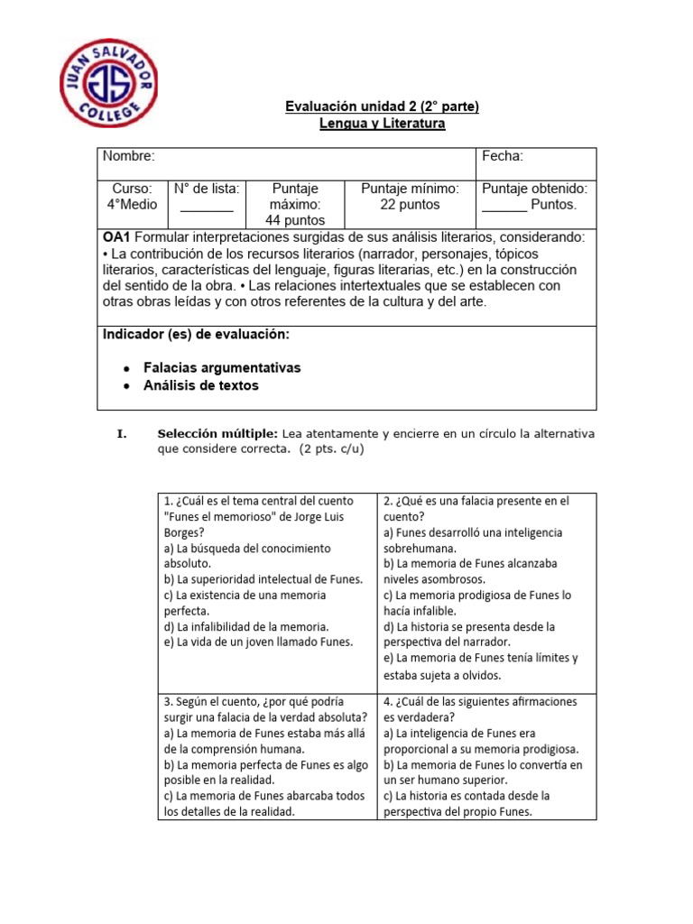 Eval 2 4 Medio | PDF | Falacia | Realidad