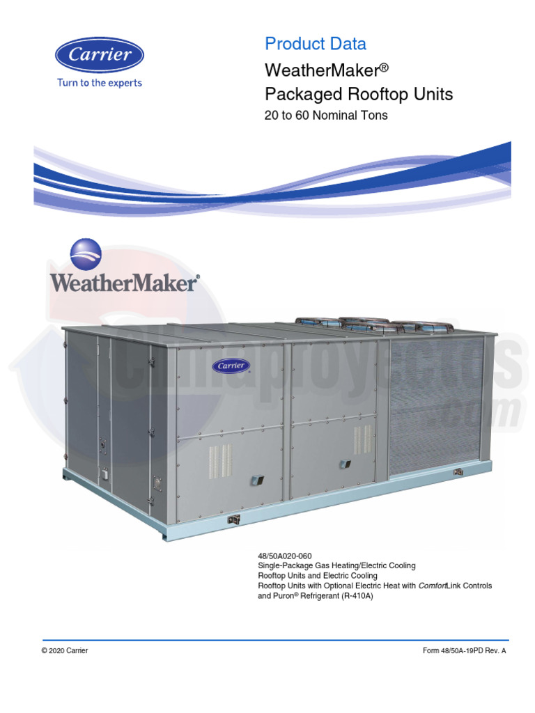 Weathermaker Packaged Rooftop Units: Product Data | PDF | Heat ...
