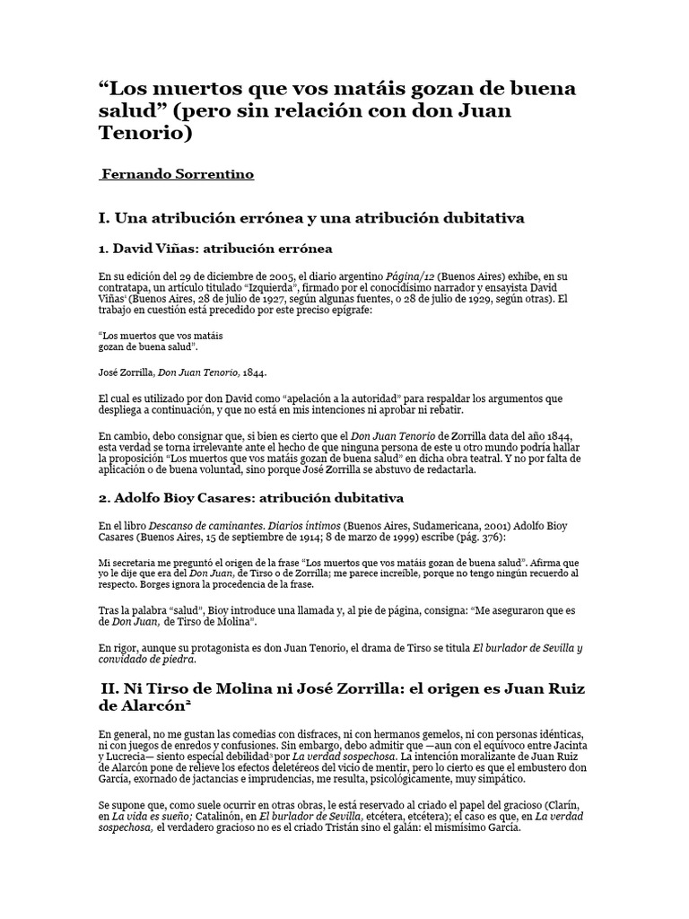 Los Muertos Que Vos Matáis Gozan de Buena Salud | PDF | Don Juan ...