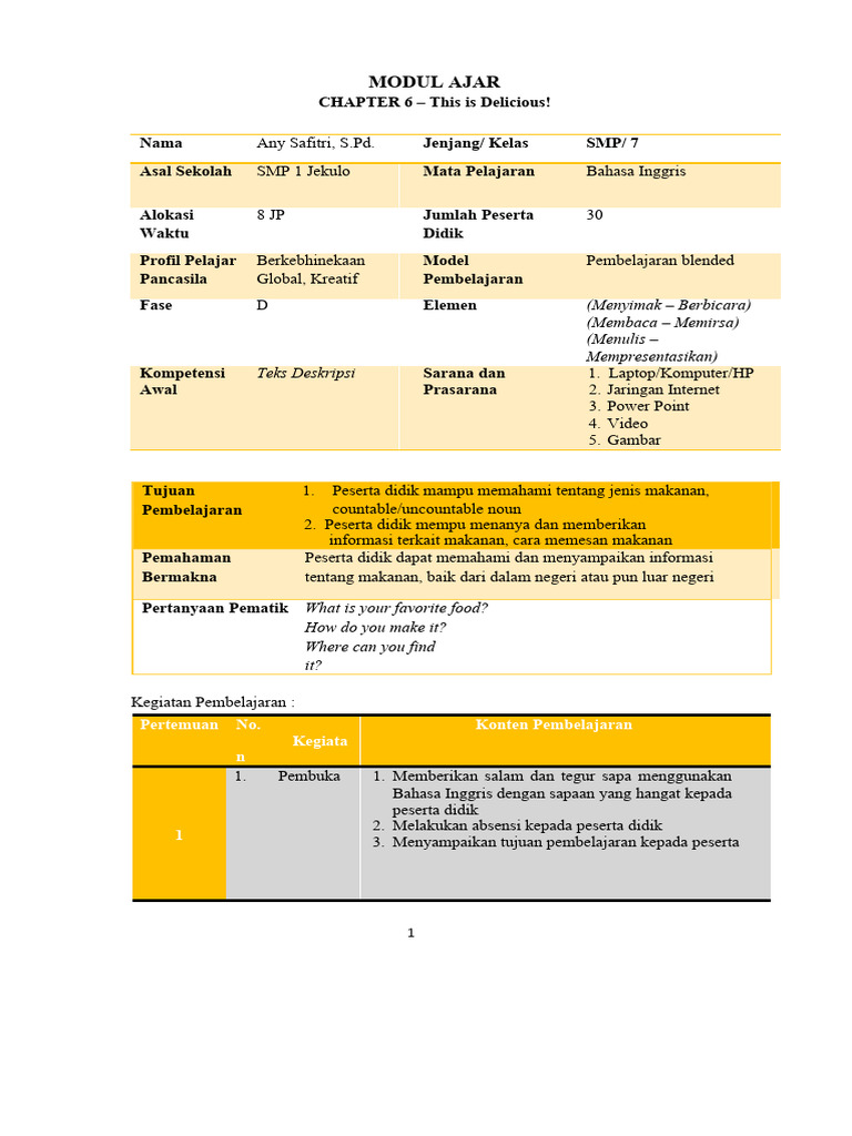 Modul - Food and Drink | PDF