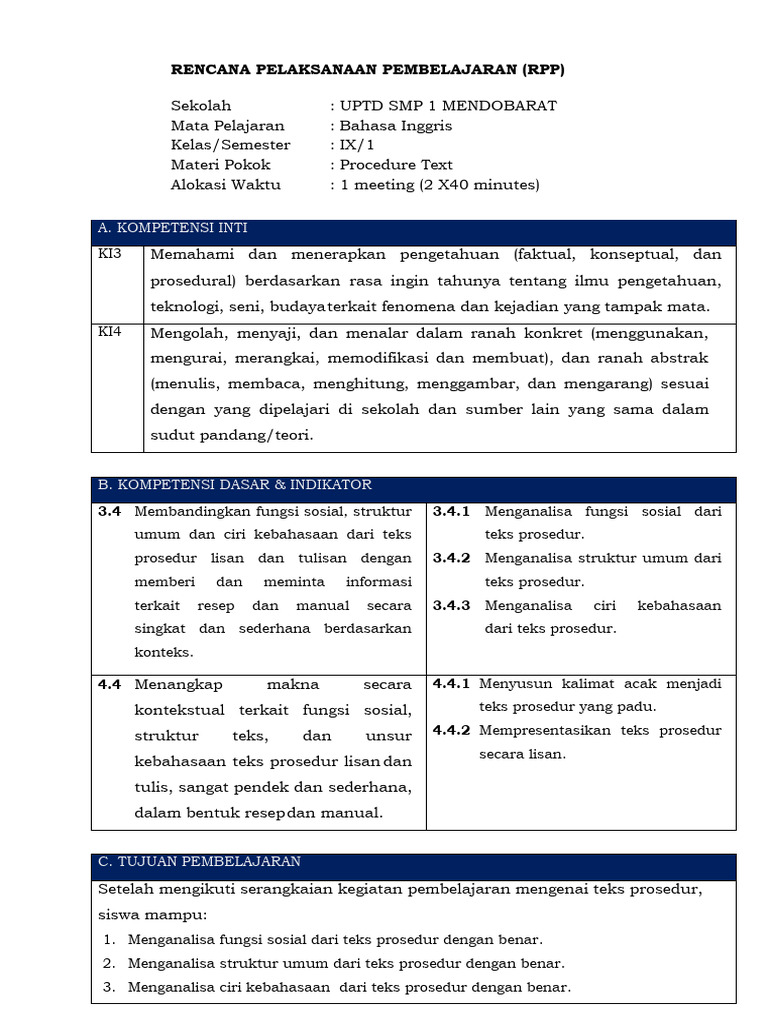 Modul - Procedure Text | PDF | Karier & Perkembangan | Seni