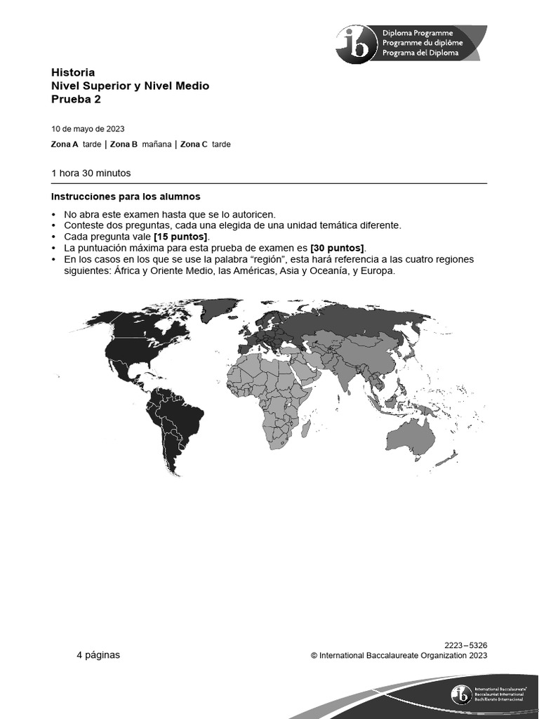 Prueba 2 Historia IB: Instrucciones y Temas | PDF | Política